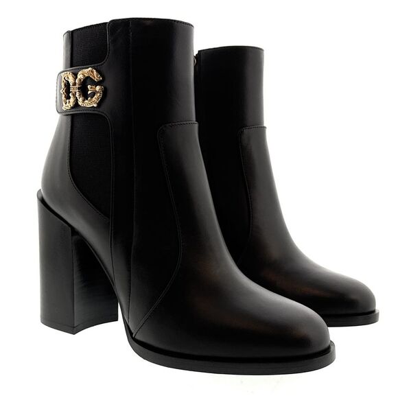 Dolce & Gabbana | Shoes | Dolce Gabbana Black Leather Ankle Boots With ...
